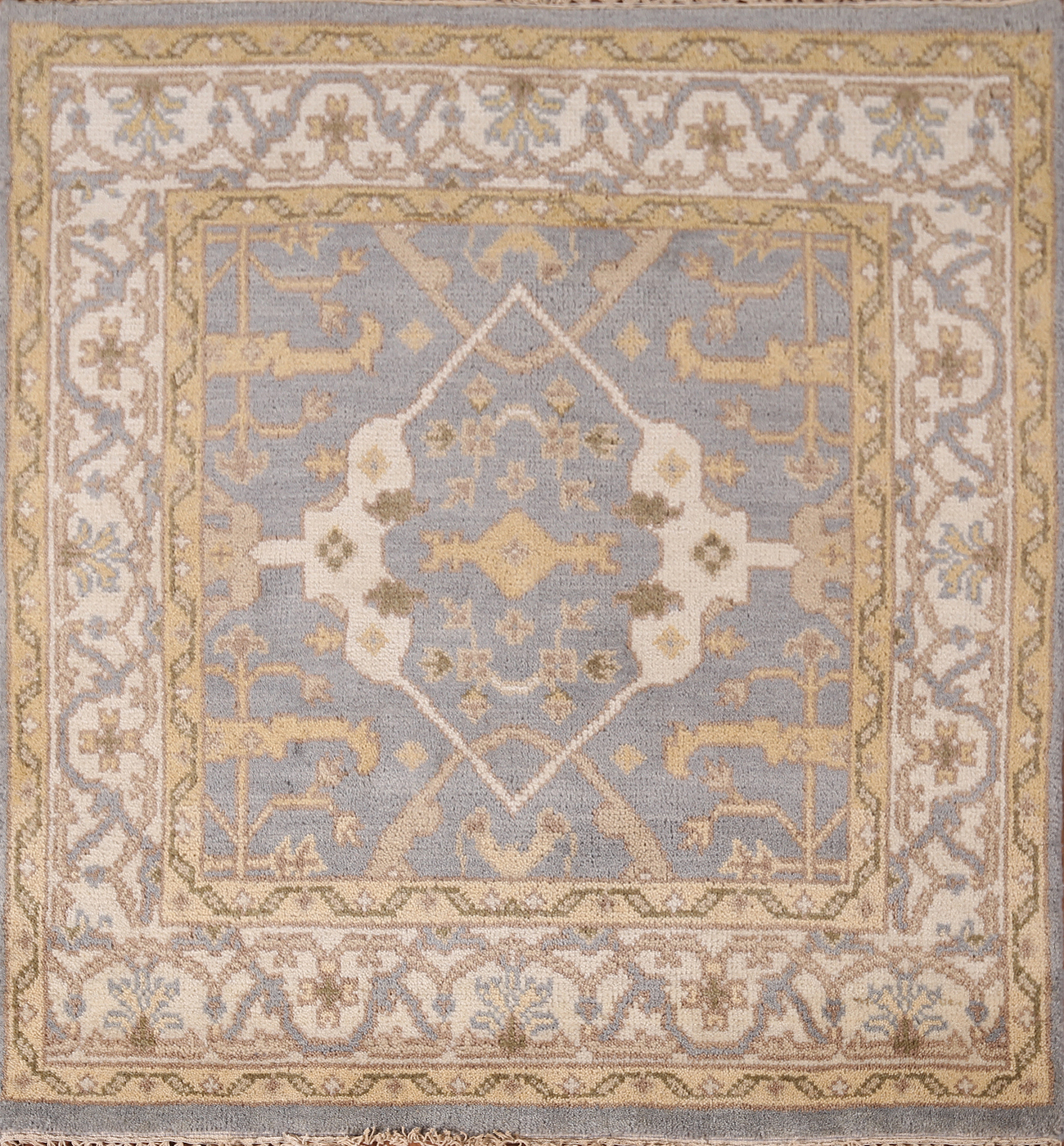 All-Over Square Oushak Indian Accent Rug 4x4