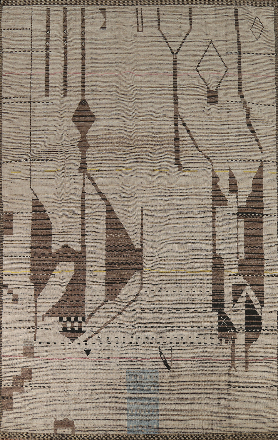 Striped Wool Moroccan Abstract Large Rug 10x15