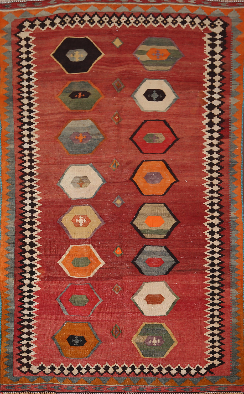 Hand Weave Vegetable Dye Kilim Qashqai Persian Rug 4x6