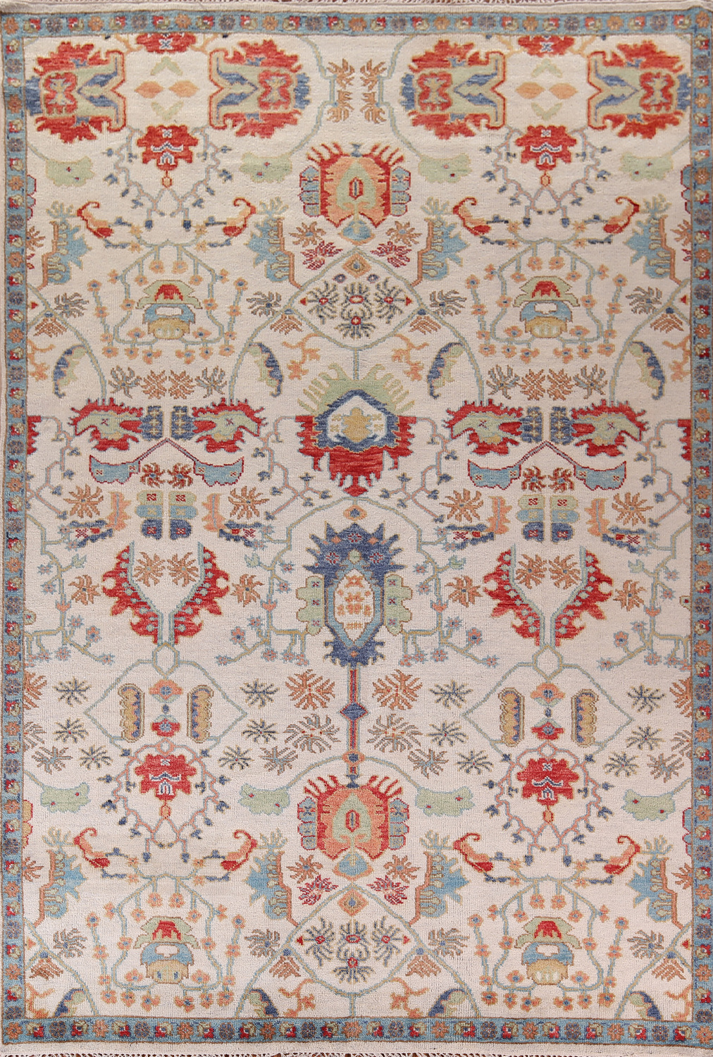 All-Over Ivory Oushak Oriental Large Rug 10x14