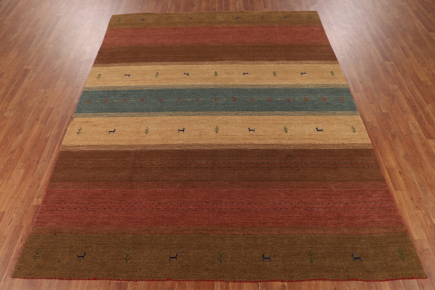 Striped Tribal Gabbeh Indian Area Rug 8x10