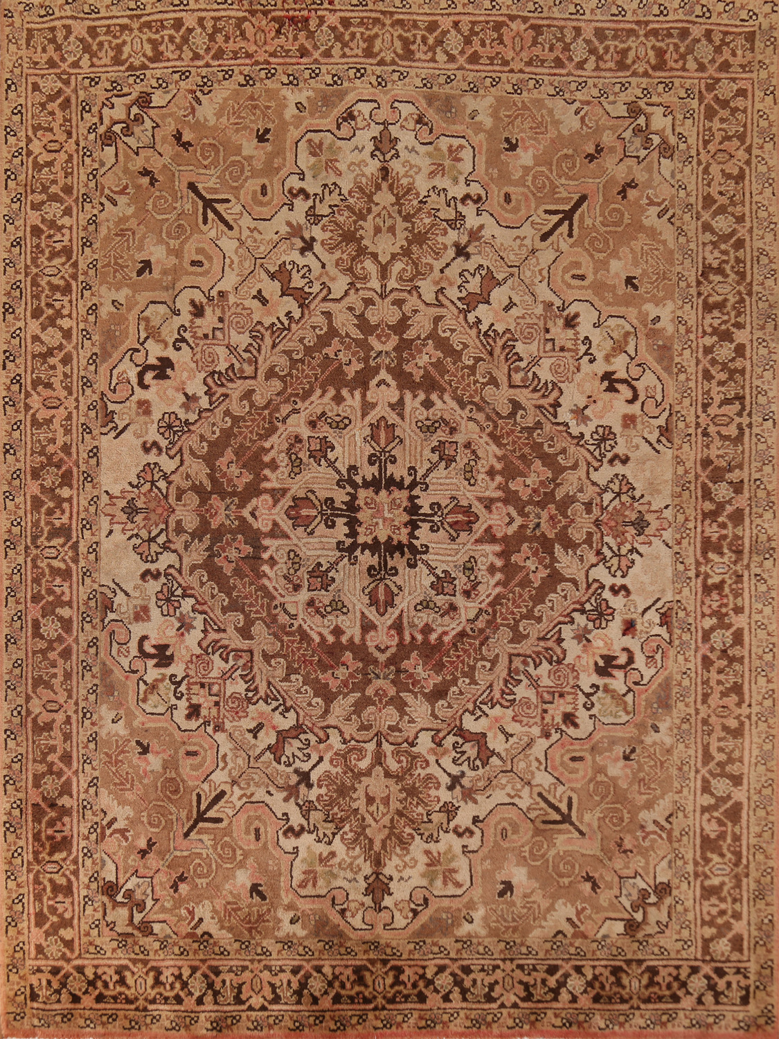 Vintage Wool Geometric Heriz Persian Rug 5x7