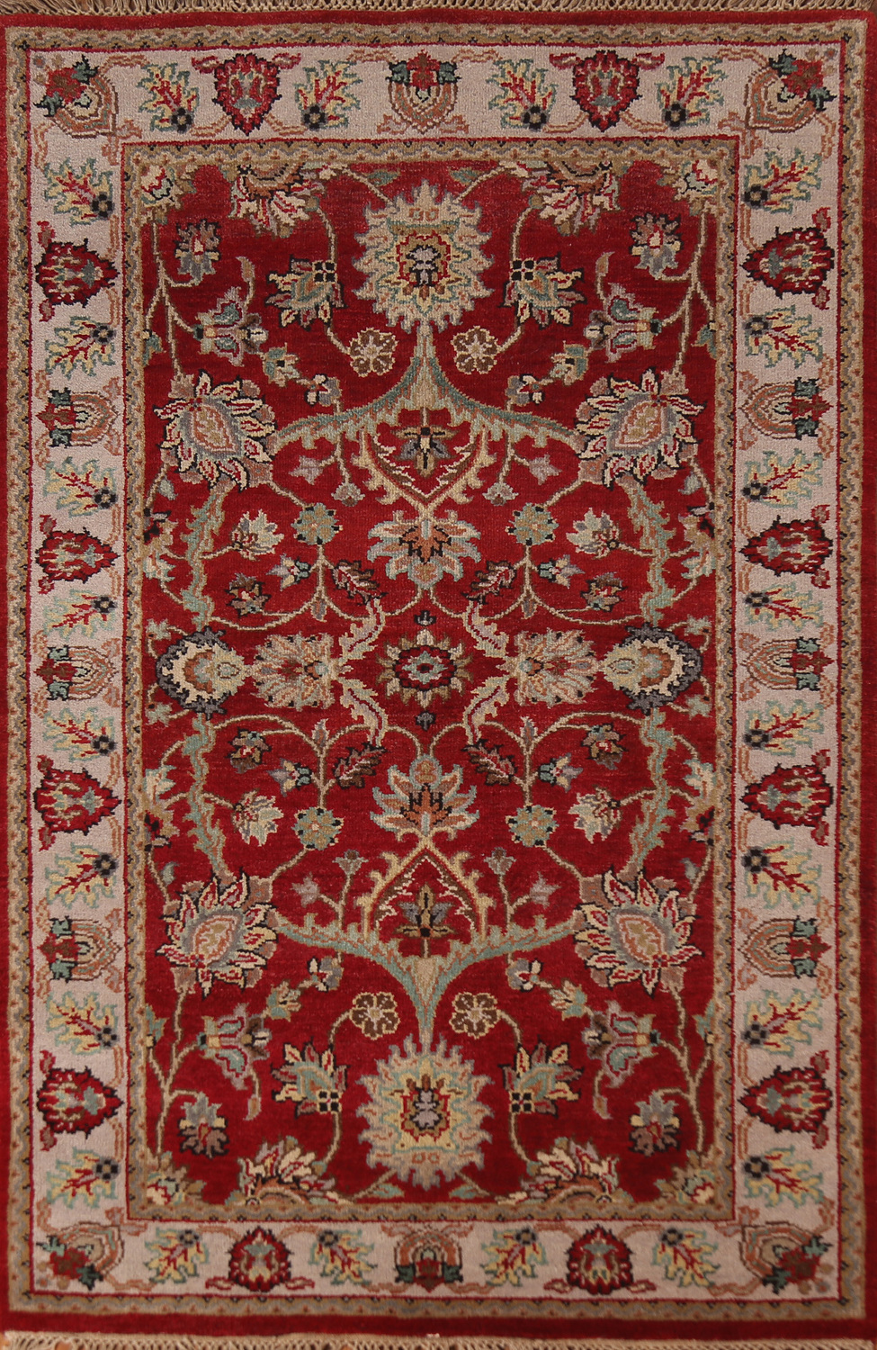 Handmade Red Floral Agra Oriental Rug 3x5