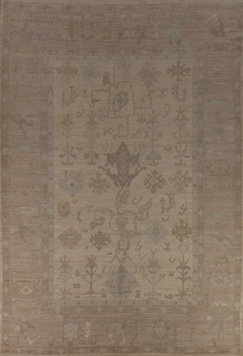 Earth Tone Wool Oushak Turkish Large Rug 10x14