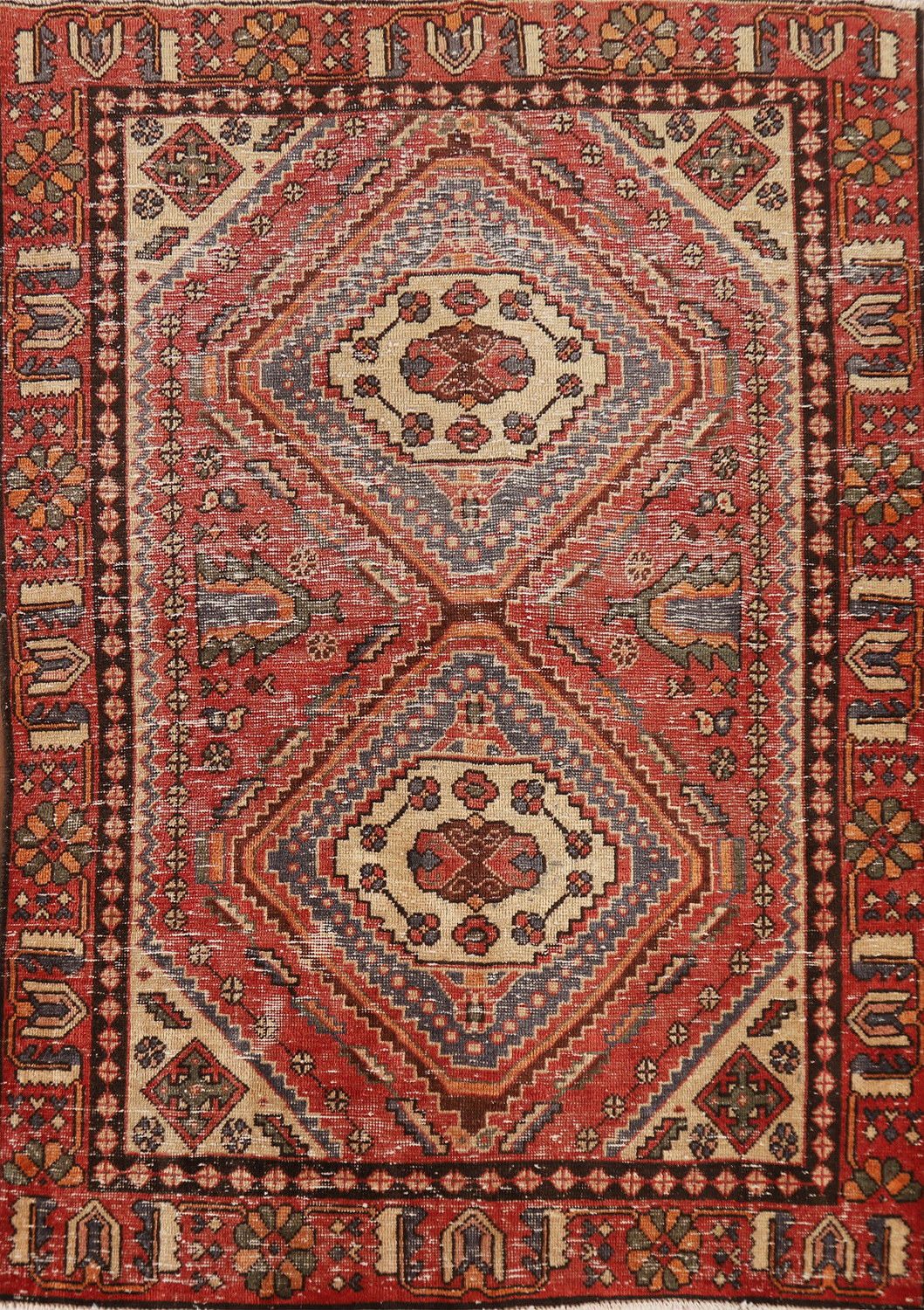 Geometric Wool Bakhtiari Persian Rug 5x6