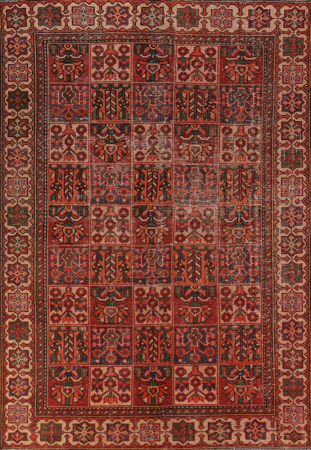 All-Over Geometric Bakhtiari Persian Area Rug 6x9