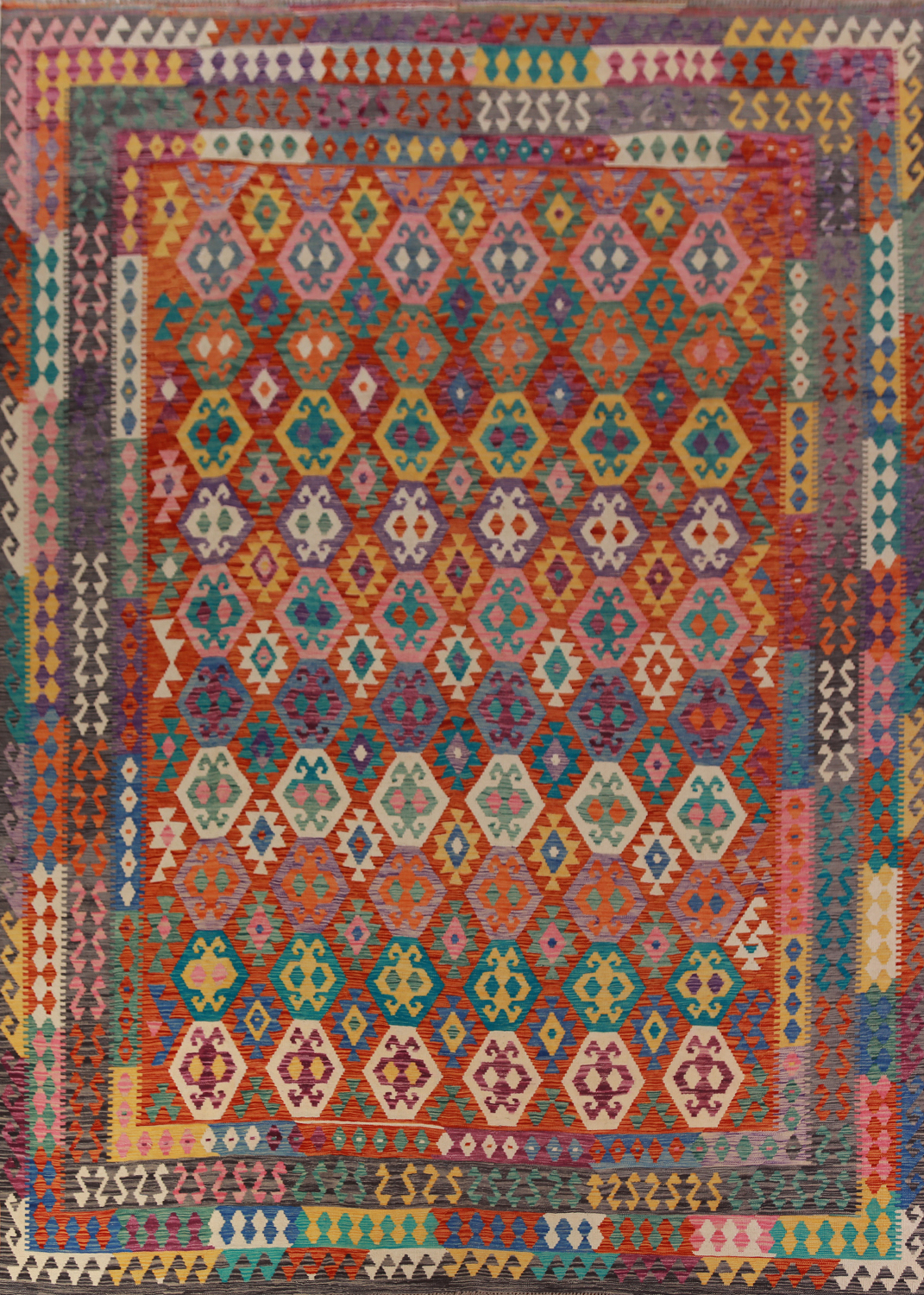 Multicolor Wool Kilim Oriental Area Rug 10x13