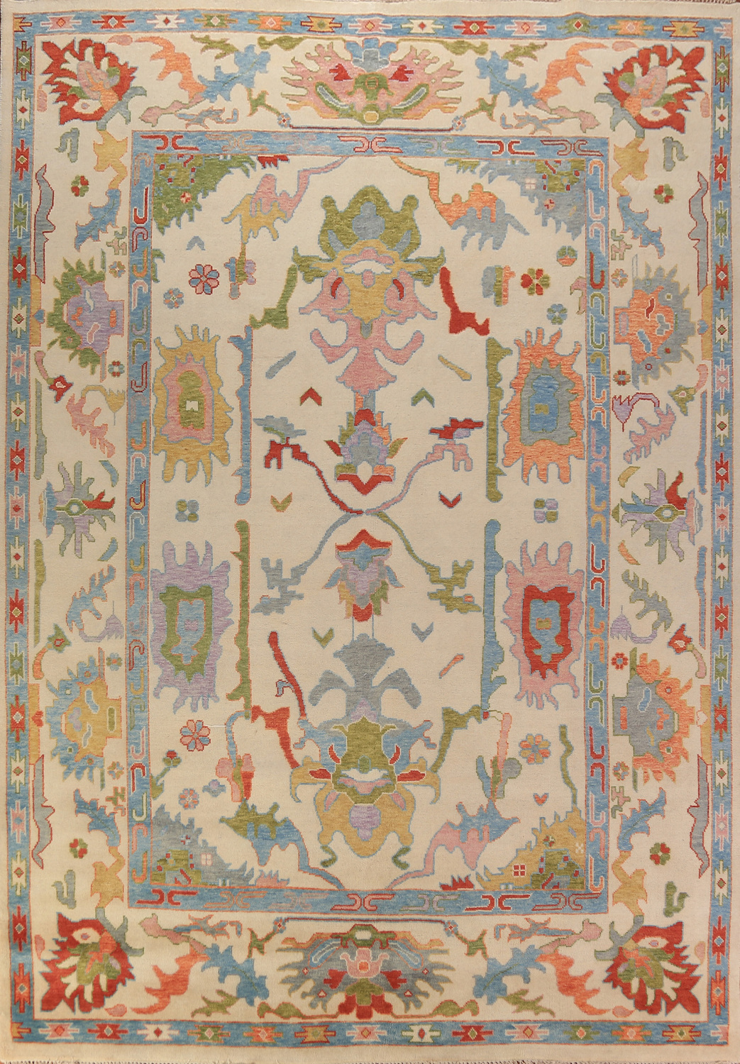 All-Over Wool Handmade Oushak Indian Large Rug 10x14