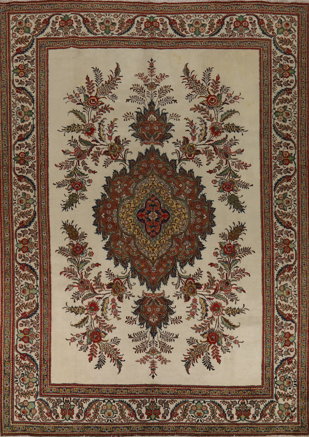 Floral Medallion Tabriz Persian Area Rug 8x11