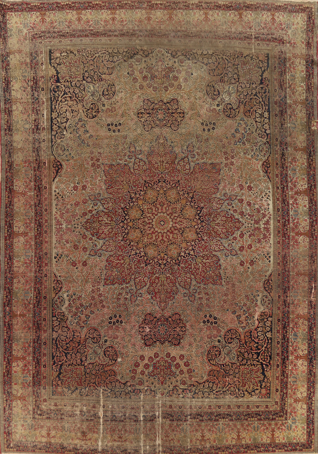 Pre-1900 Antique Kerman Persian Large Rug 10x14