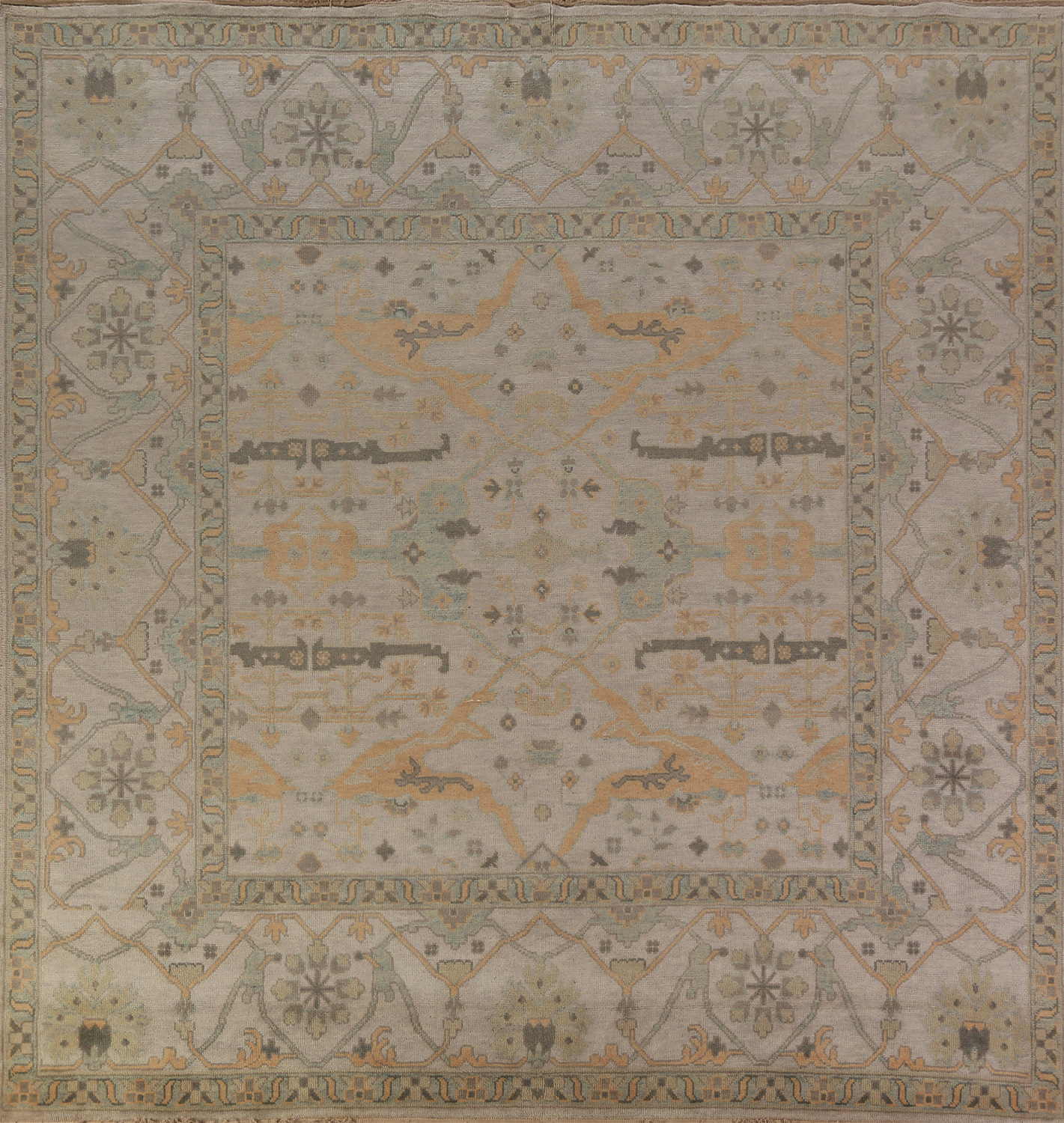 Earth Tone Wool Square Oushak Indian Area Rug 10x10