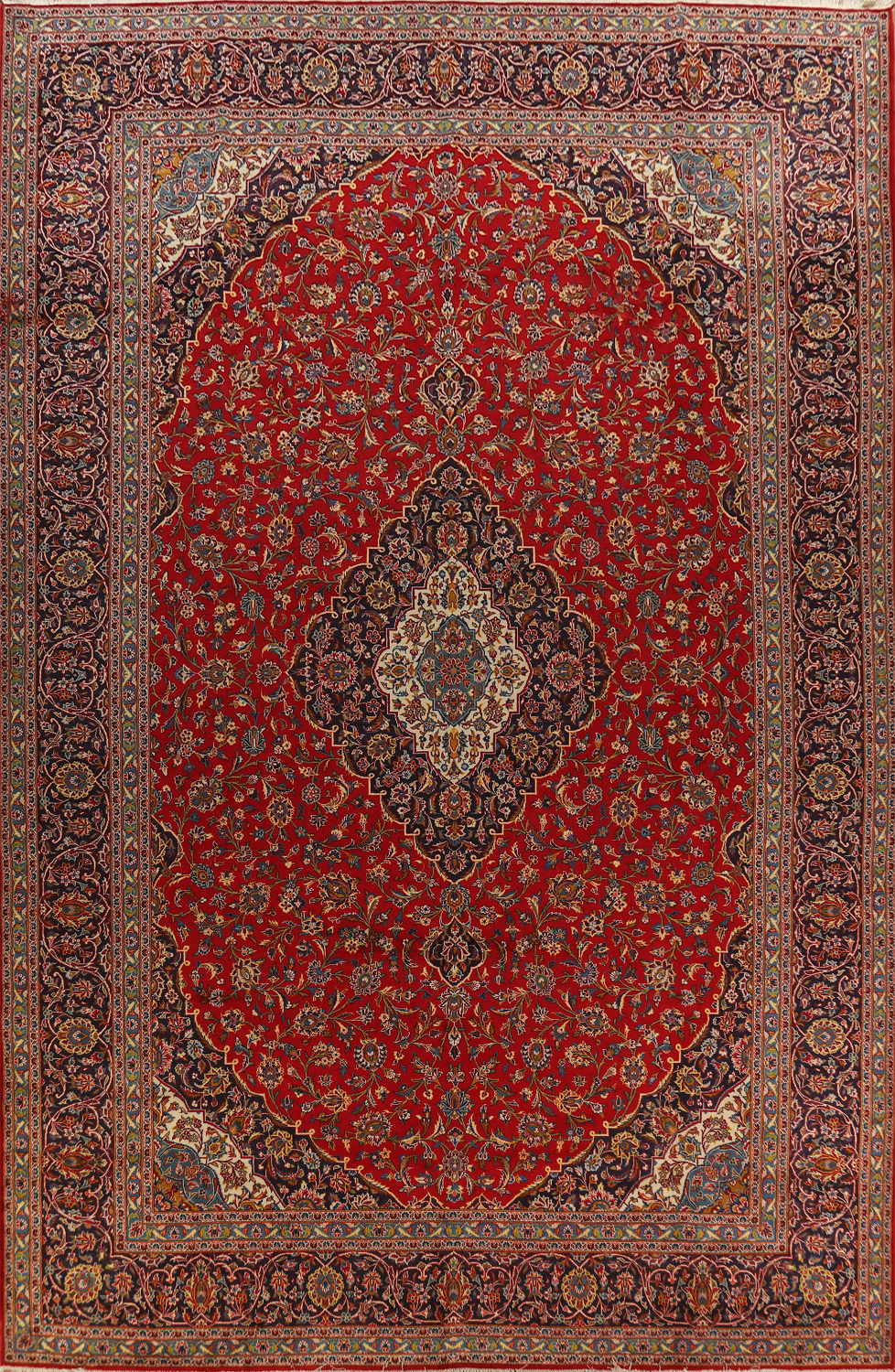 Traditional Red Kashan Persian Large Rug 11x17