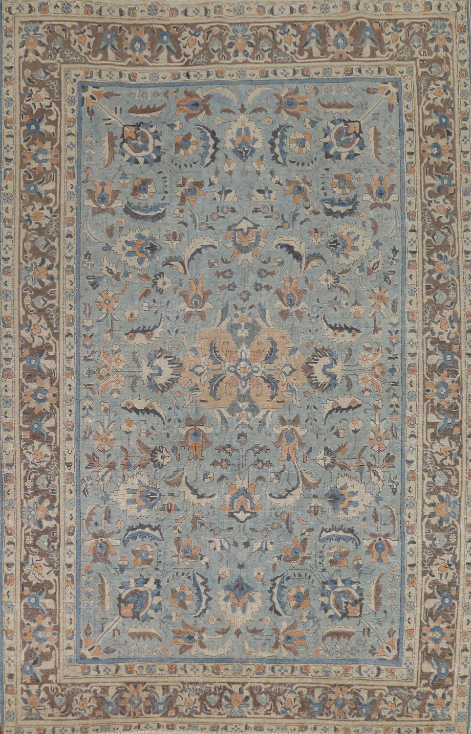 Light Blue Floral Tabriz Persian Area Rug 6x10