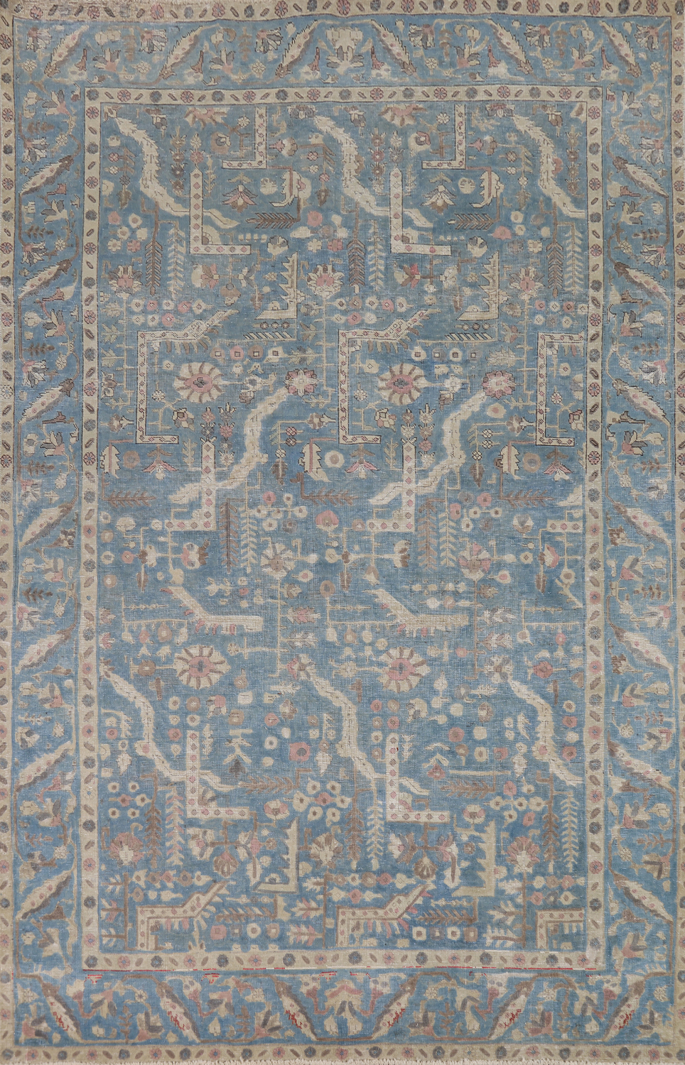 All-Over Blue Tabriz Persian Area Rug 6x9