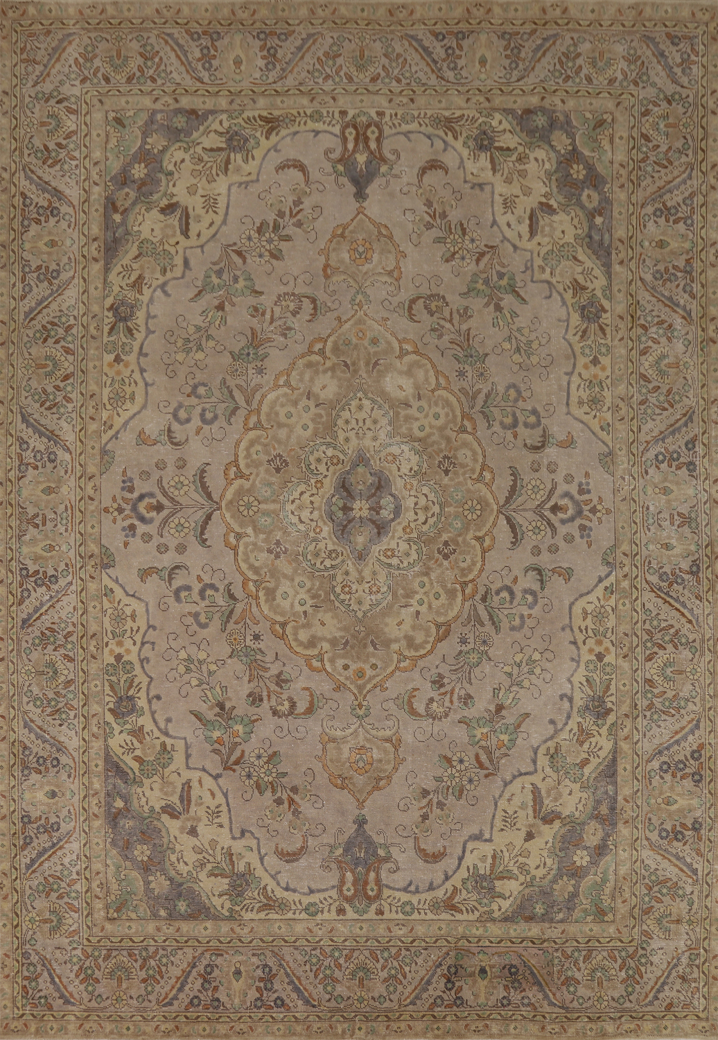 Light Brown Floral Tabriz Persian Area Rug 8x11