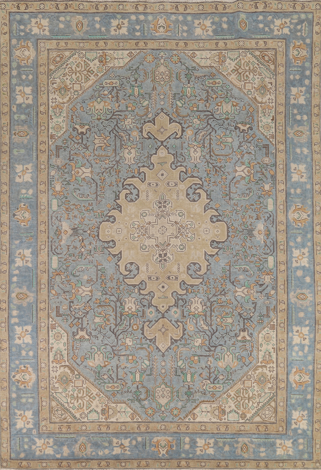 Blue Geometric Tabriz Persian Area Rug 8x11