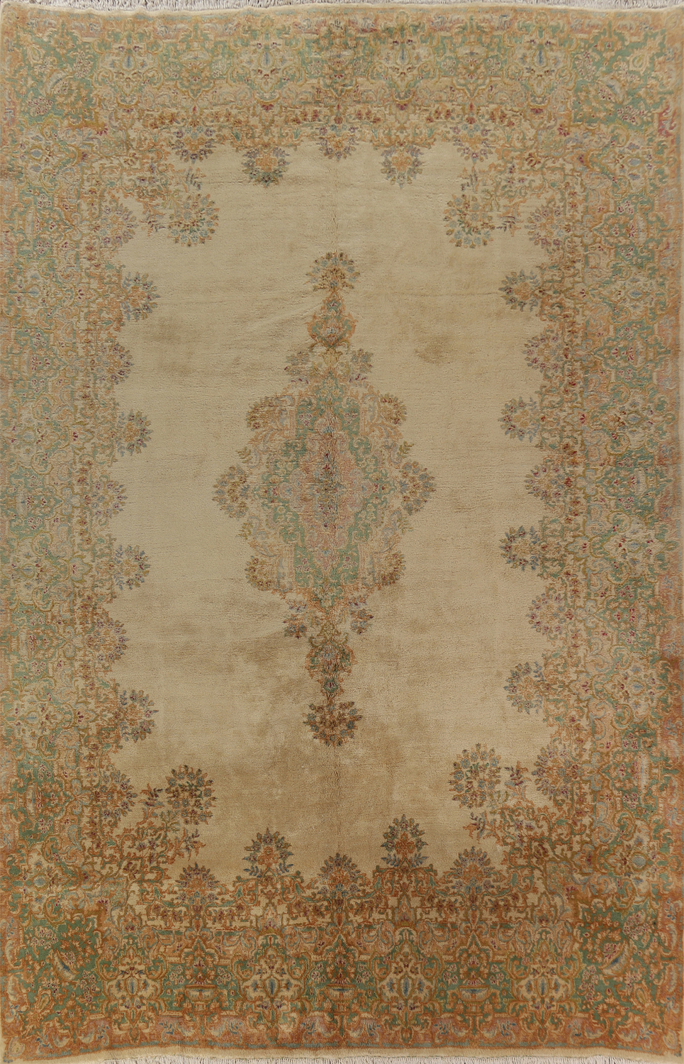 Vegetable Dye Floral Kerman Persian Large Rug 10x14