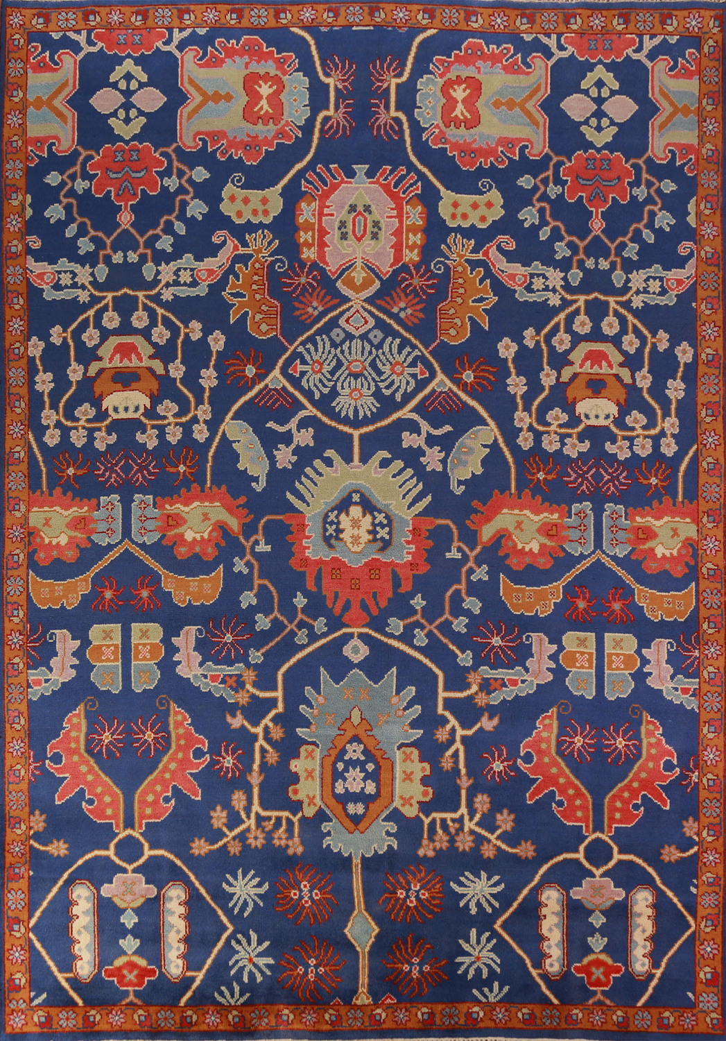 All-Over Blue Oushak Oriental Area Rug 9x12