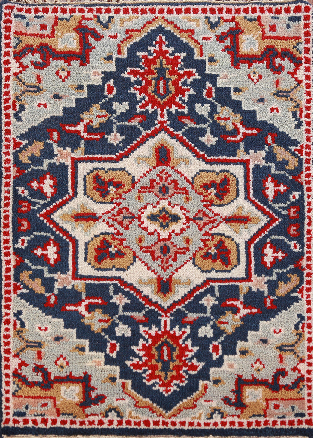 Navy Blue Medallion Kazak Oriental Rug 2x3