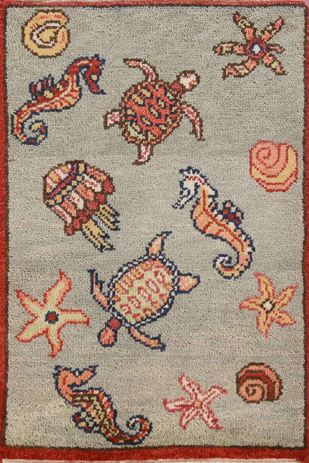 Animals Pictorial Art Deco Oriental Rug 2x3