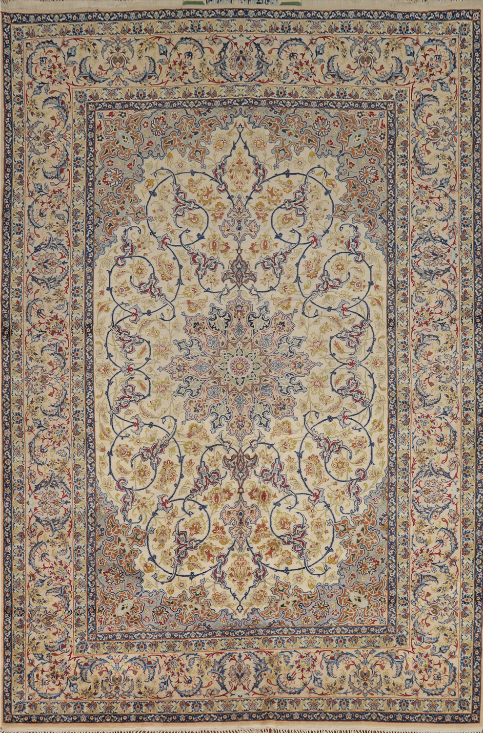 Antique Vegetable Dye Isfahan Akbarouf Signed Persian Rug 5x7