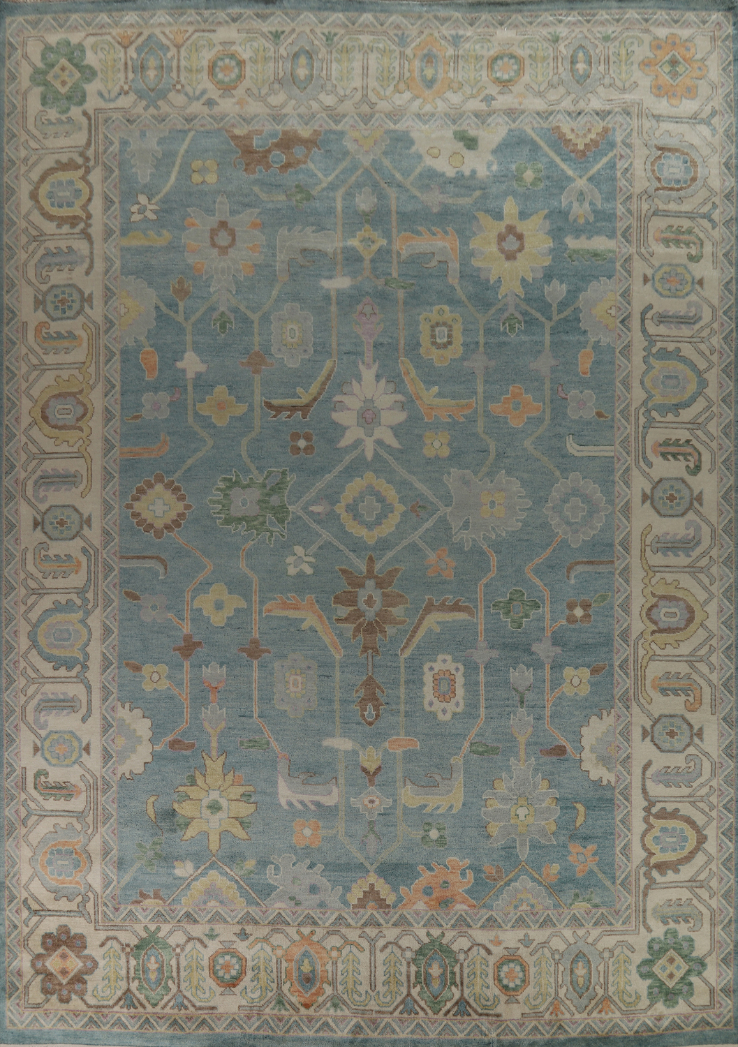 Handmade Blue Oushak Indian Large Rug 12x15