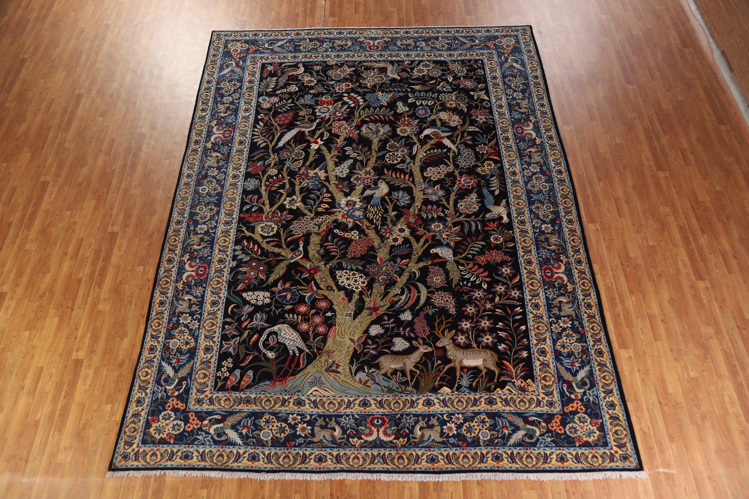 Vegetable Dye Animals Kashan Signed Persian Area Rug 10x13