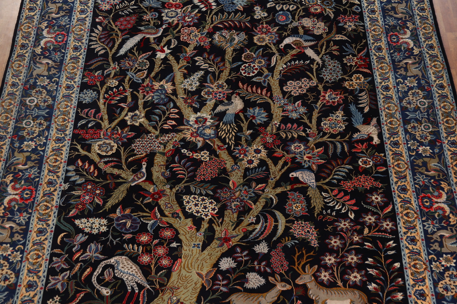 Vegetable Dye Animals Kashan Signed Persian Area Rug 10x13
