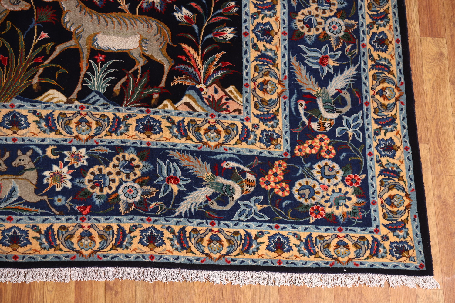 Vegetable Dye Animals Kashan Signed Persian Area Rug 10x13