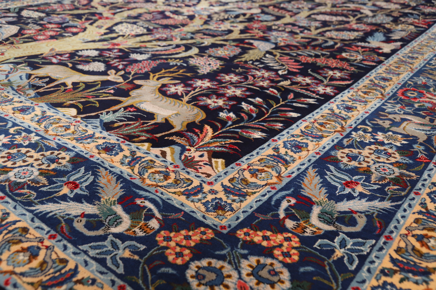 Vegetable Dye Animals Kashan Signed Persian Area Rug 10x13