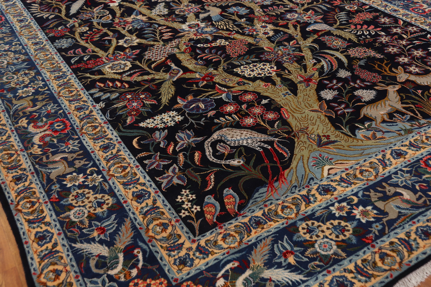 Vegetable Dye Animals Kashan Signed Persian Area Rug 10x13