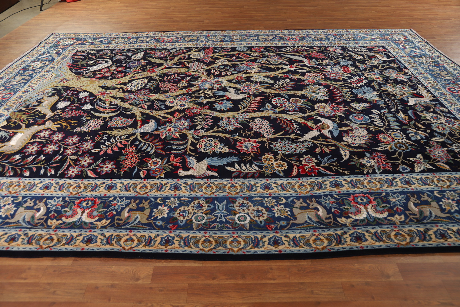 Vegetable Dye Animals Kashan Signed Persian Area Rug 10x13