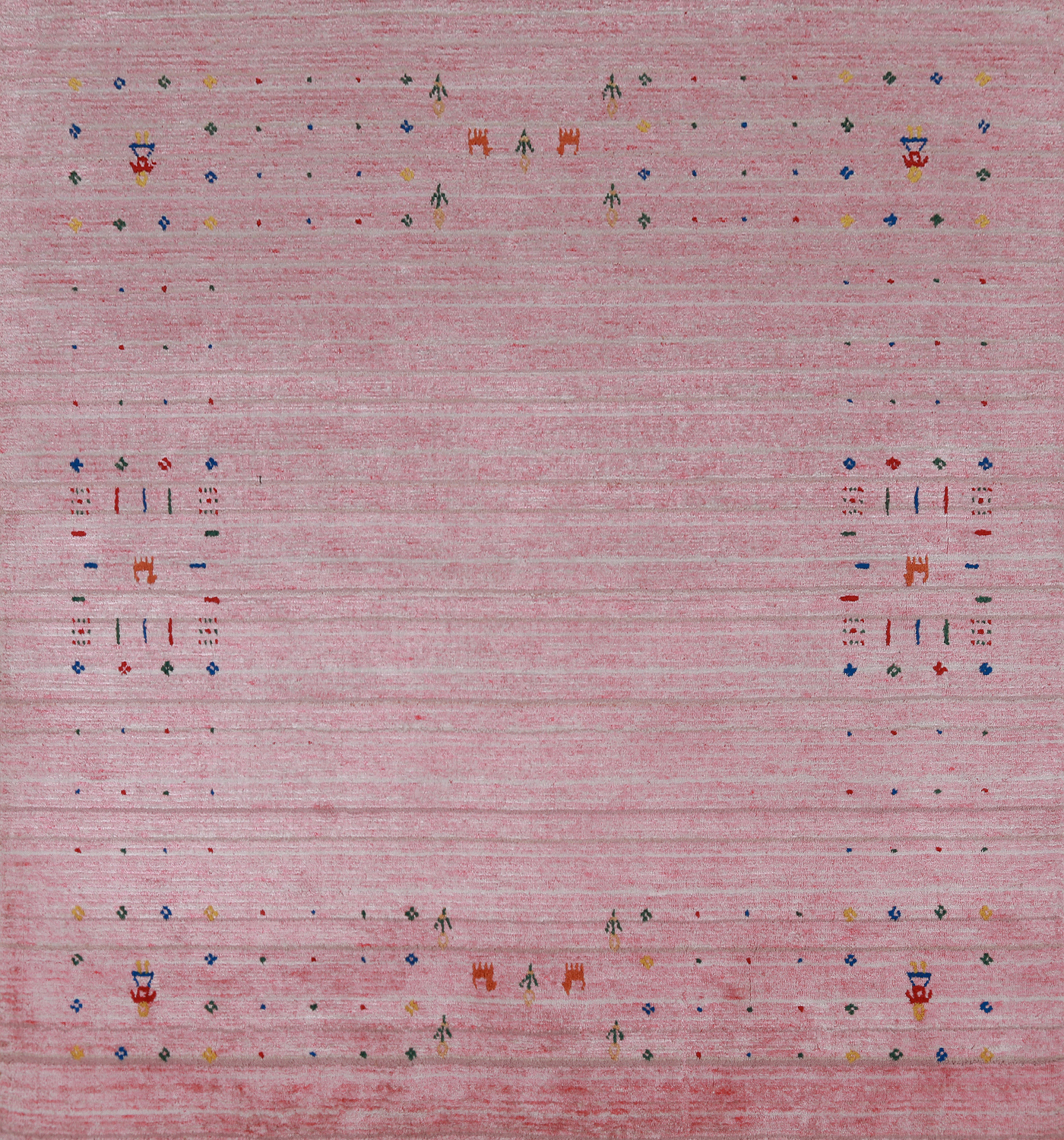 Pink Square Wool Gabbeh Indian Rug 5x5