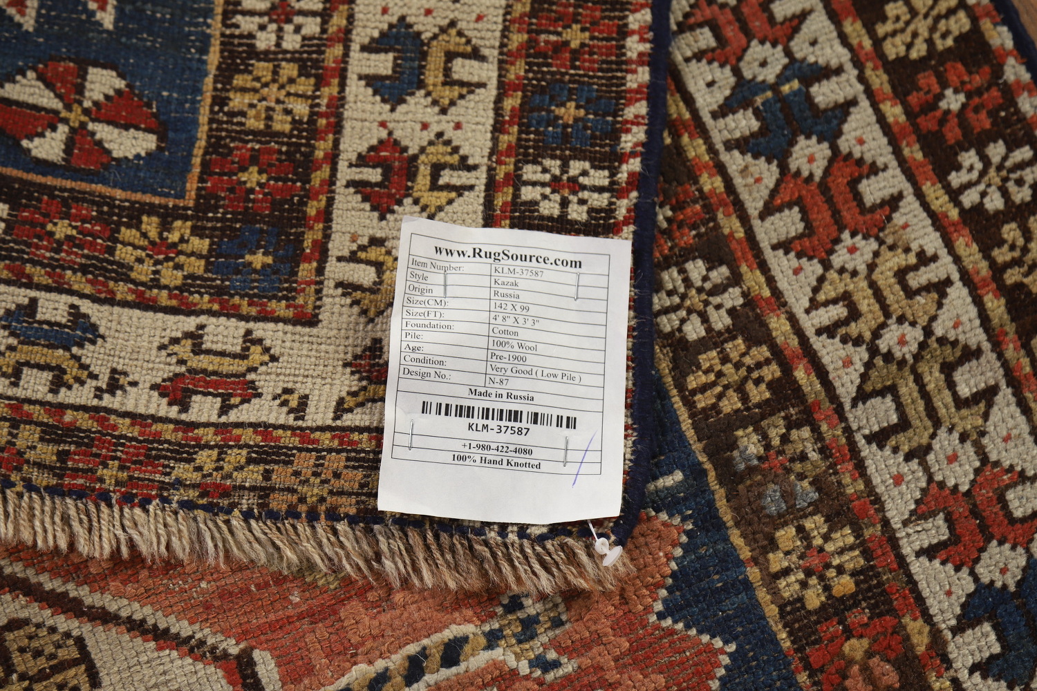 Pre-1900 Antique Kazak Vegetable Dye Rug 3x5