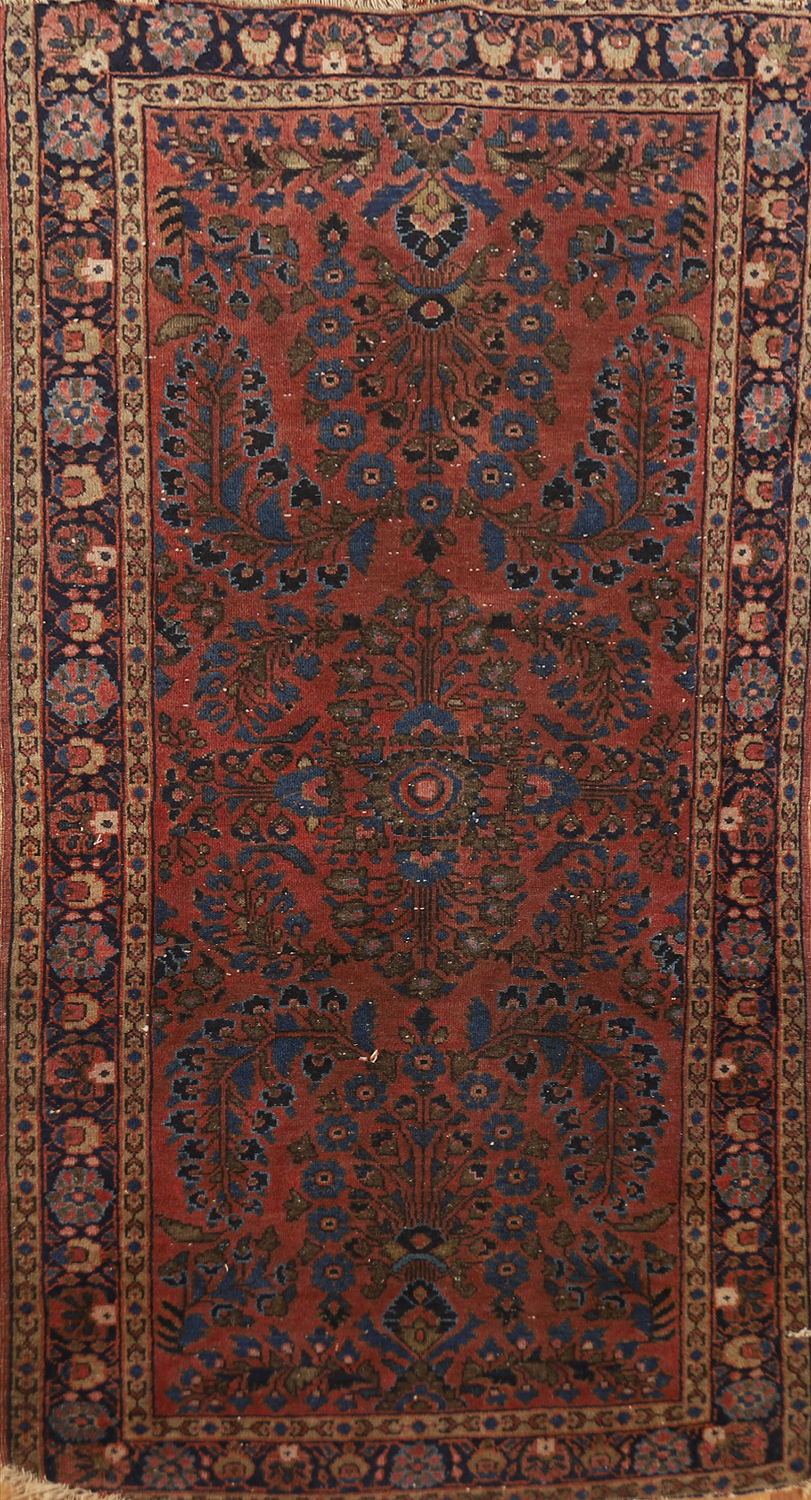 Pre-1900 Antique Floral Sarouk Persian Rug 2x5