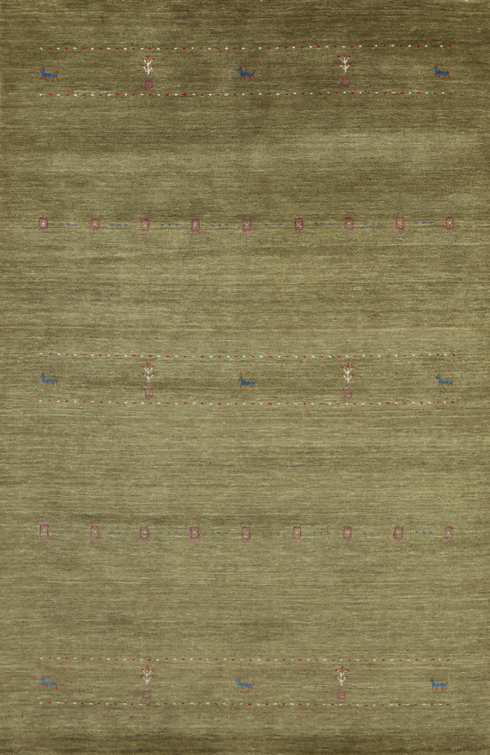 Olive Green Tribal Gabbeh Indian Rug 4x6