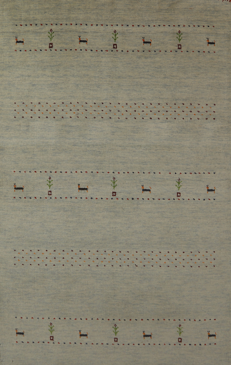 Little Animals Design Aqua Wool Gabbeh Indian Rug 4x6