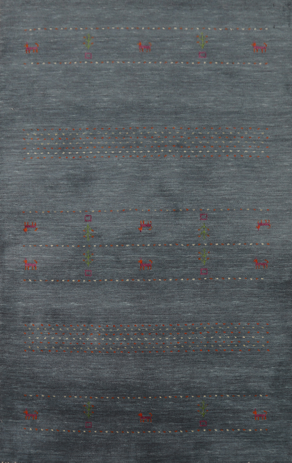 Slate Wool Tribal Gabbeh Indian Accent Rug 4x6