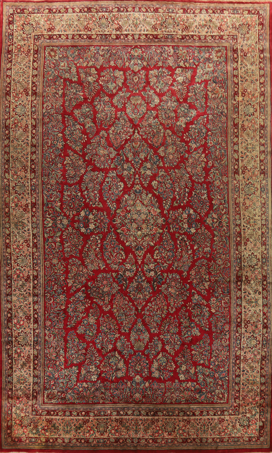 Vegetable Dye Floral Red Sarouk Persian Large Rug 12x20