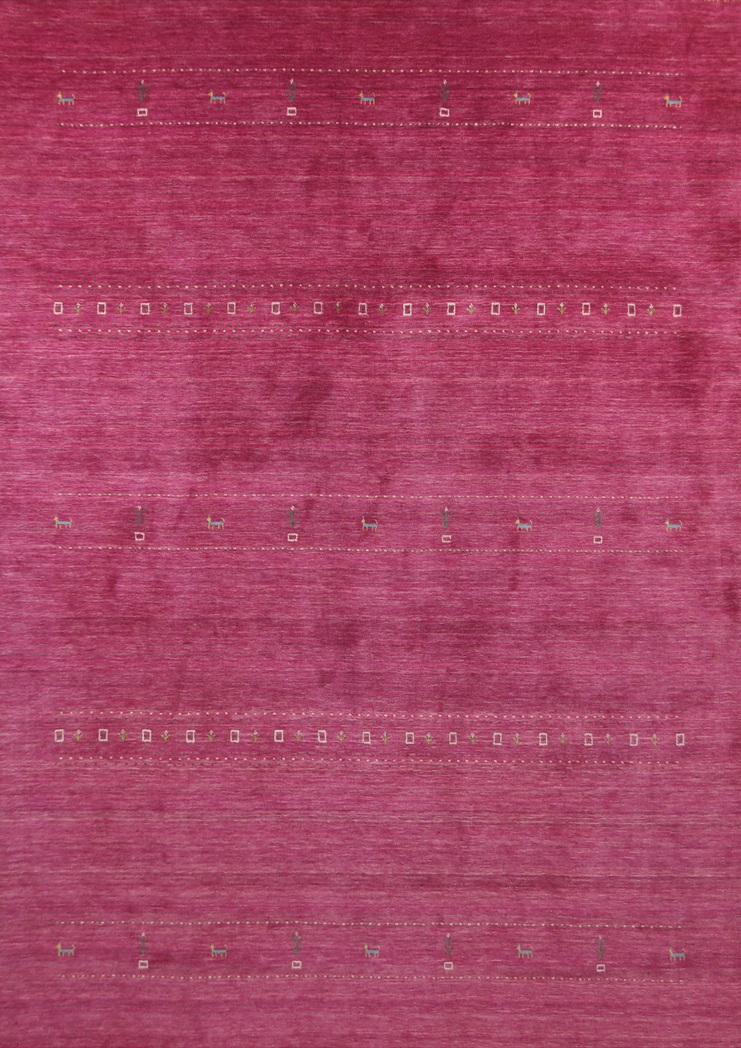 Fuchsia Pink Wool Gabbeh Indian Area Rug 9x11