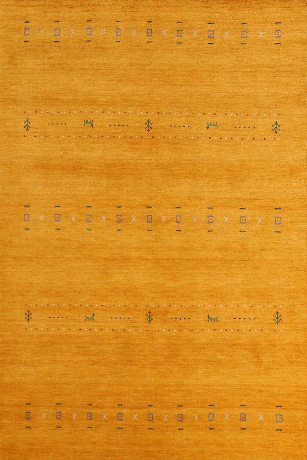 Gold Yellow Wool Gabbeh Indian Area Rug 5x8