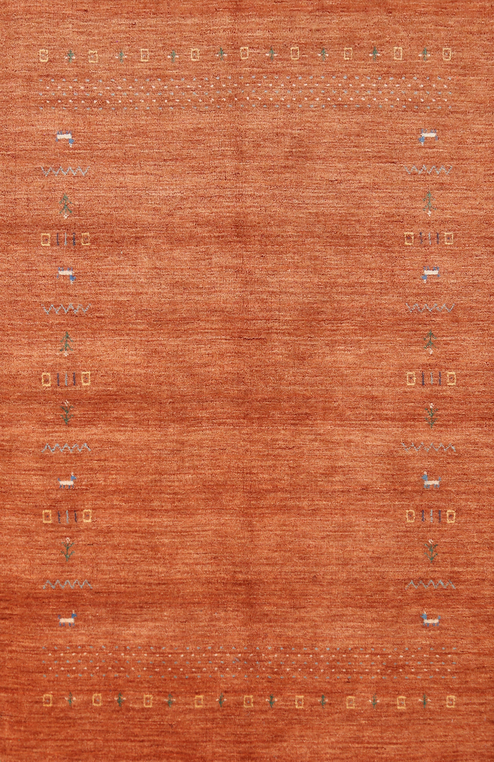 Orange Wool Gabbeh Indian Rug 5x7