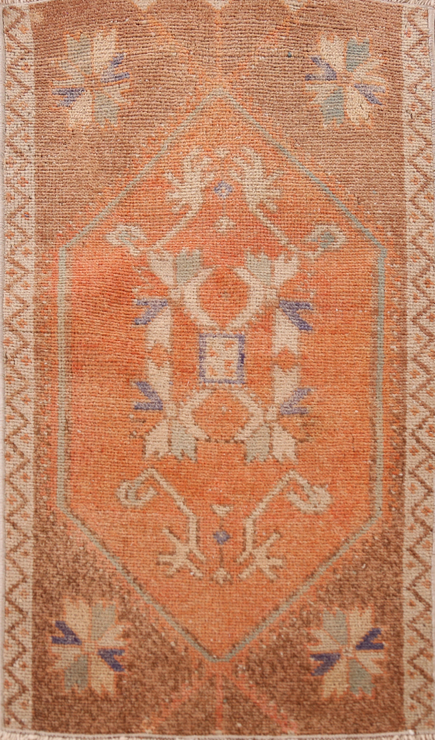 Orange Medallion Anatolian Turkish Foyer Rug 2x3