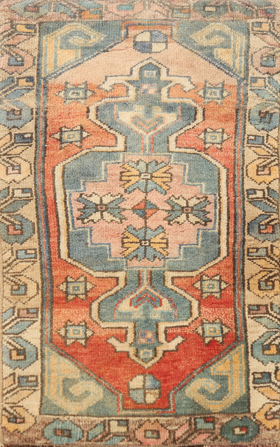 Orange Wool Medallion Anatolian Turkish Foyer Rug 2x3