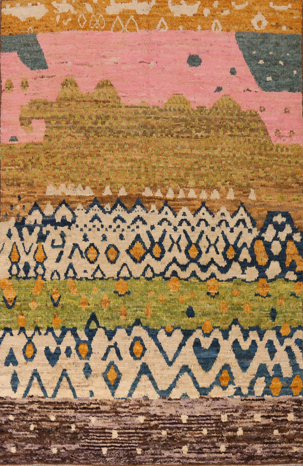 Abstract Wool Moroccan Oriental Area Rug 7x10