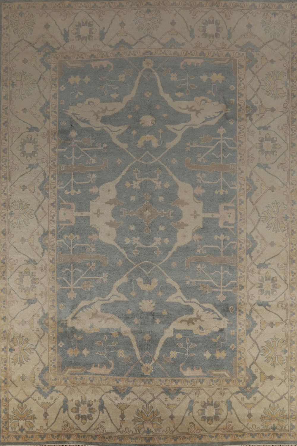 Handmade Blue Oushak Indian Large Rug 10x14