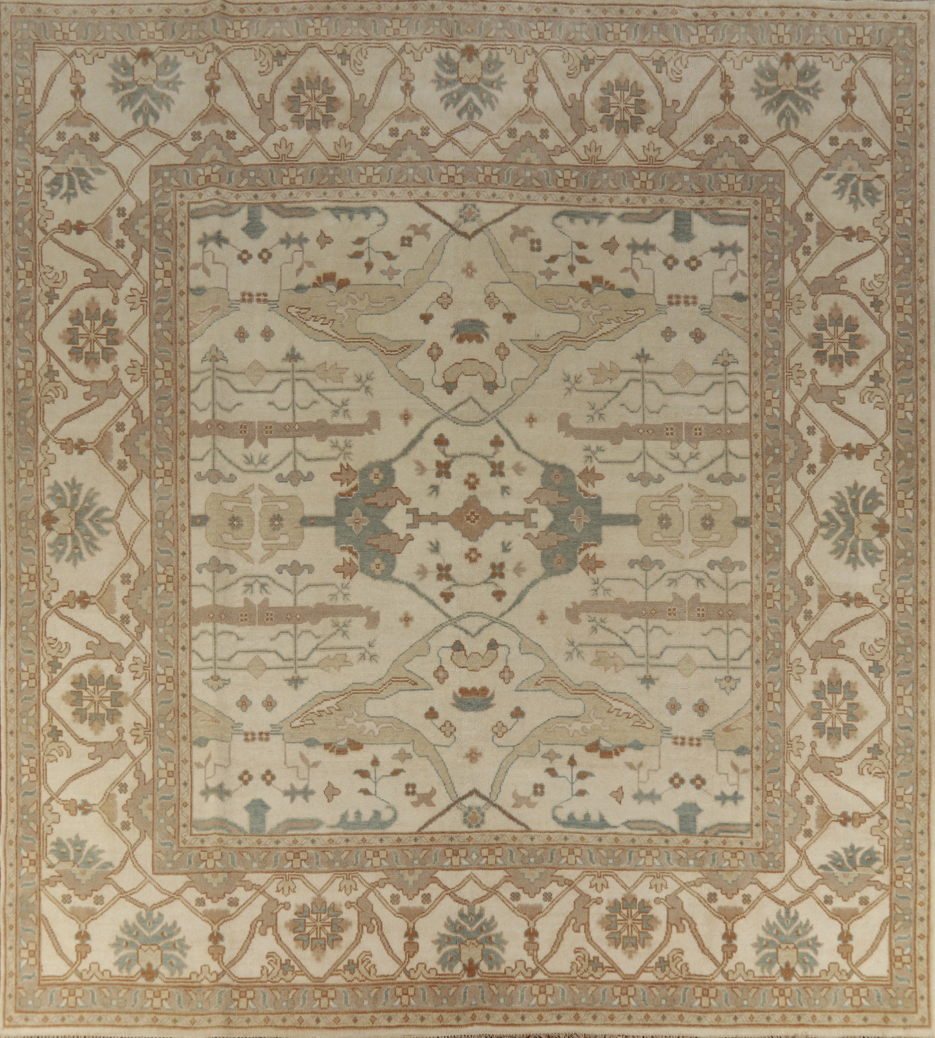 Earth Tone Wool Oushak Square Large Rug 12x12