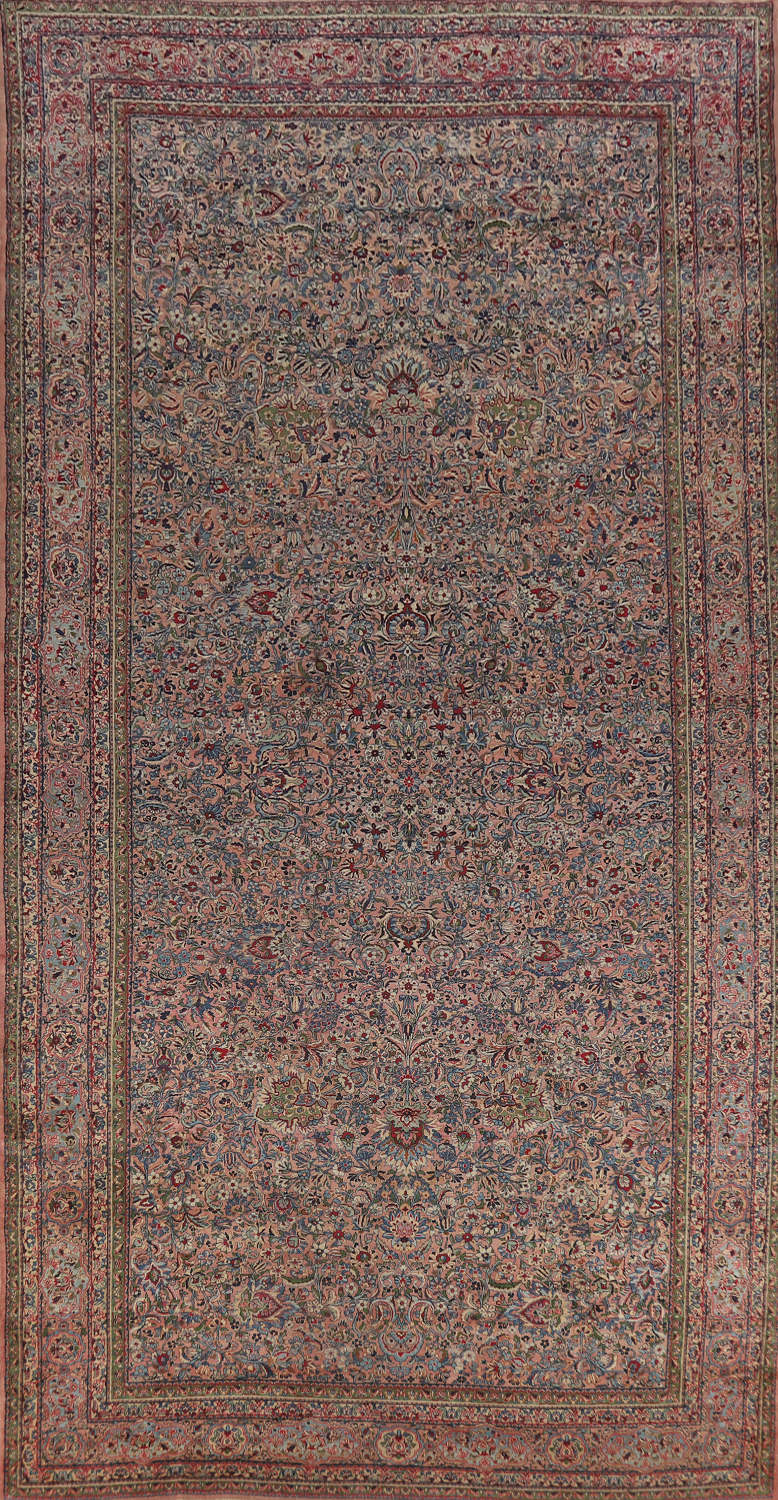Antique Vegetable Dye Kerman Persian Large Rug 9x18