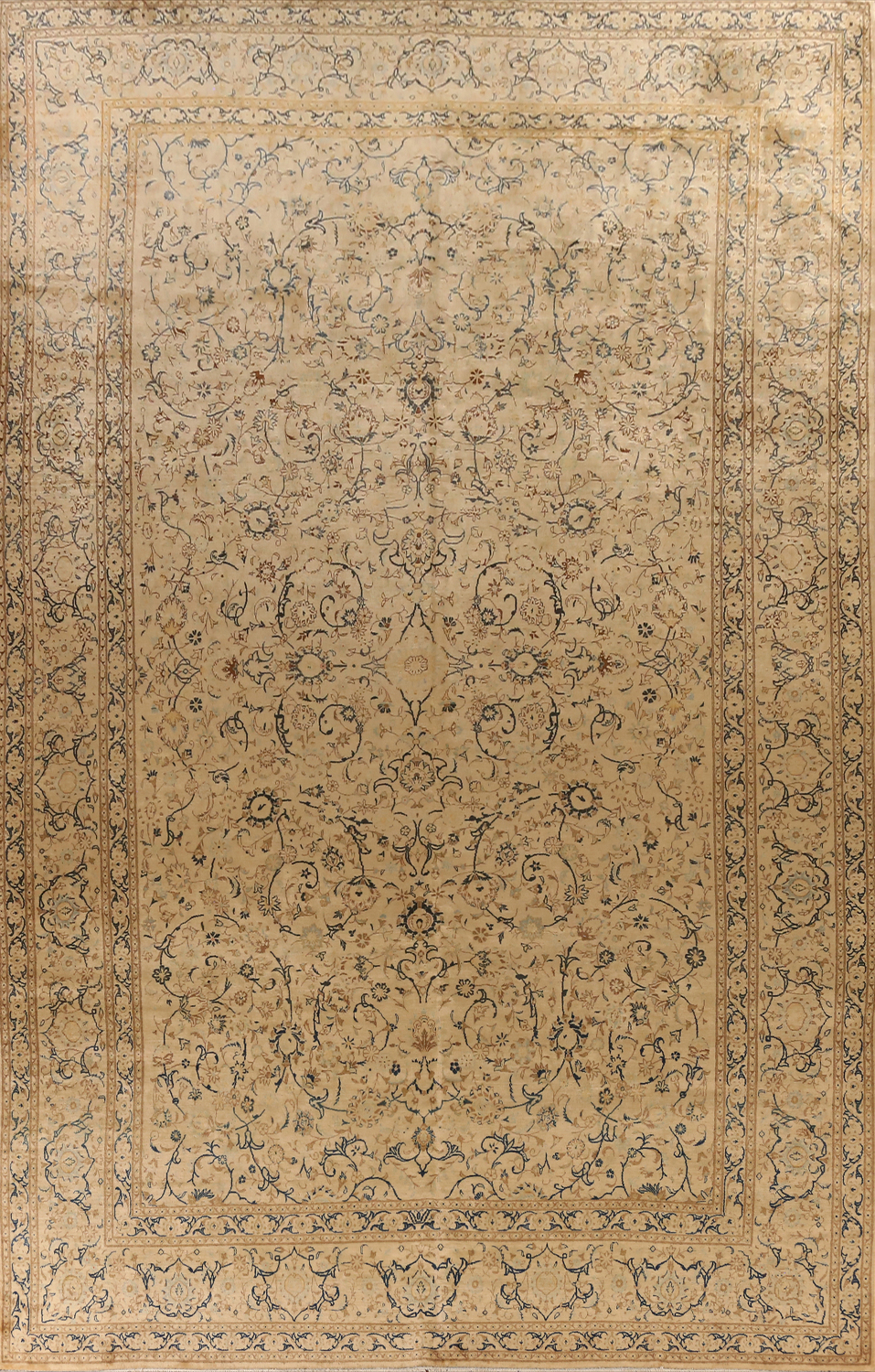 Antique Vegetable Dye Kashan Persian Large Rug 11x17