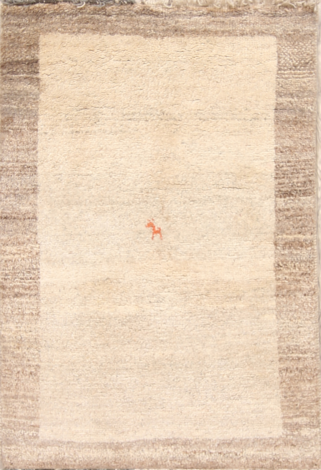 Thick Pile Ivory 3x4 Gabbeh Shiraz Persian Area Rug